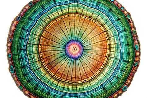 Unveiling The Architectural Elegance Of A Tilia Tree Stem A Detailed Microscopic Crosssection At