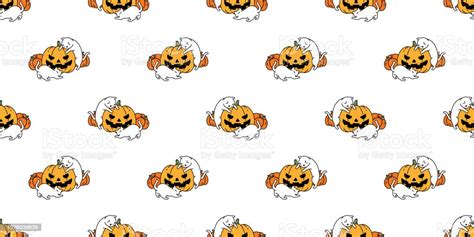 고양이 원활한 패턴 할로윈 호박 새끼 고양이 벡터 반복 벽지 타일 배경 스카프 고립 만화 캐릭터 낙서 일러스트 디자인 10월에 대한 스톡 벡터 아트 및 기타 이미지 Istock