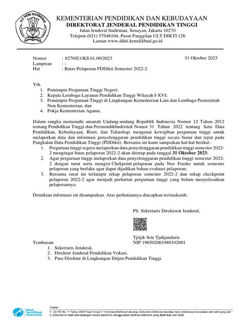batas pelaporan pddikti semester 2022 2023 genap pdf