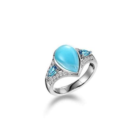 Larimar Crystals Of The Sea Ring 75 Sea Rings Pearl Islands Pave