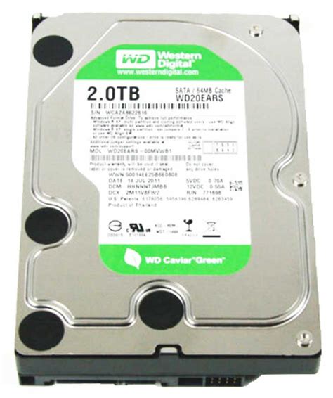 Western Digital WD20EARS-42S0XB0 - 2TB 5.4K RPM 64MB Cache SATA 3.5 ...