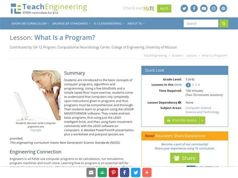 Teach Engineering What Is A Program Lesson Plan For 4th 8th Grade Lesson Planet