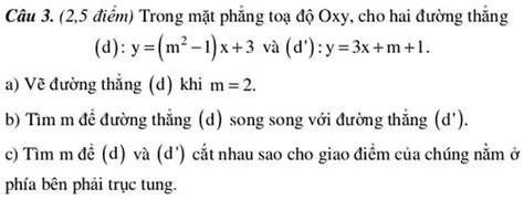 CÃ¢u 3 2 5 Ä‘iáƒm Trong Máº·t Pháº³ng Tá A Ä‘á™ Oxy Cho Hai Ä‘Æ