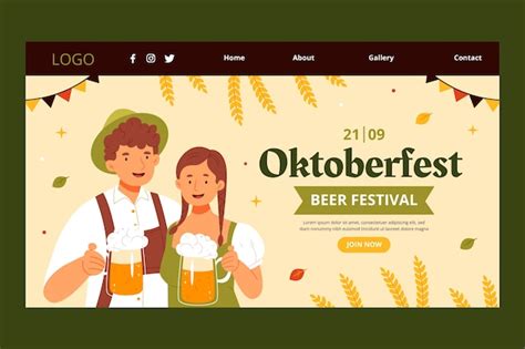 Шаблон целевой страницы для празднования пивного фестиваля октоберфест