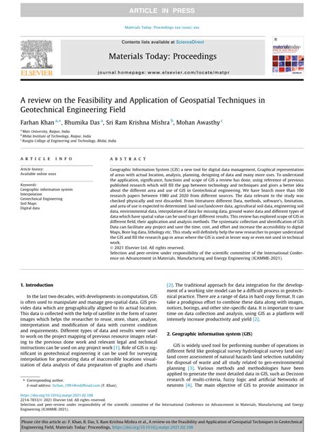 Pdf A Review On The Feasibility And Application Of Geospatial Techniques In Geotechnical