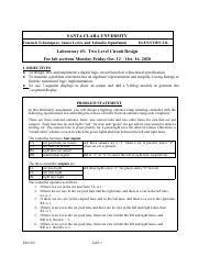 Lab3 Pdf SANTA CLARA UNVERSITY Fatemeh Tehranipoor James Lewis And