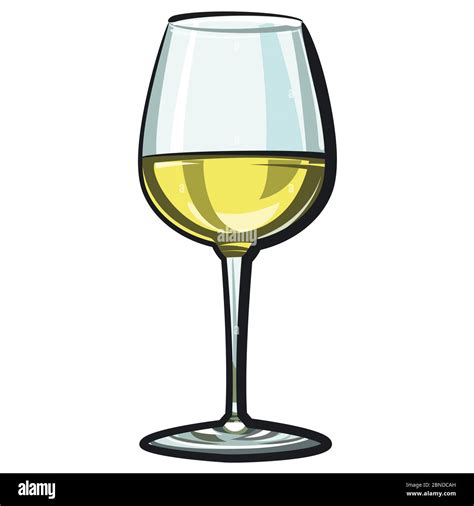 Illustration Of The White Wine Glass On The White Background Stock