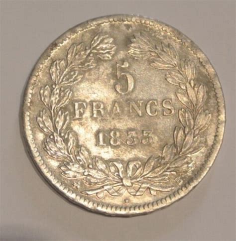 LOUIS PHILIPPE 5 FRANCS 1833 B SUP RARE admirè portrait petite