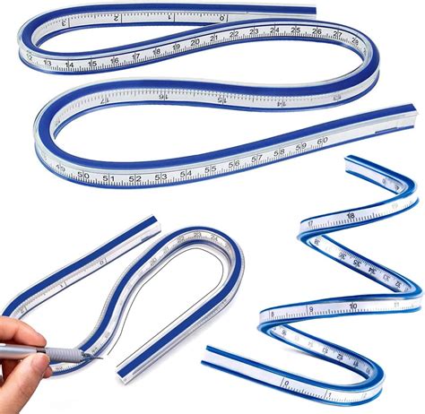 Guador 3pcs Flexible Curve Ruler Plastic Measurement Tool Flexible