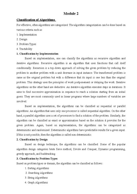 Daa Module 2 Module 2 Classification Of Algorithms For Effective