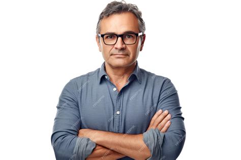 Premium Photo Relaxed Middle Aged Man Wearing Glasses Standing With