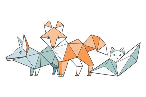 Geometric Fox Illustration Featuring Minimalist And Colorful Triangular