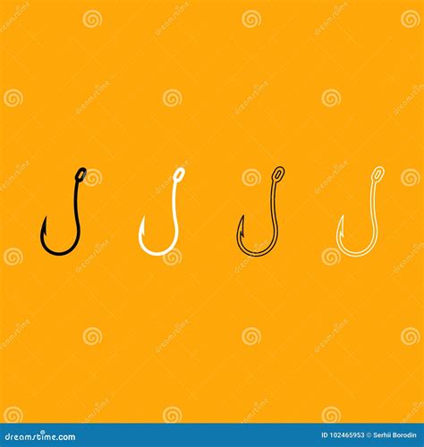Icono Blanco Y Negro Del Sistema Del Gancho De Pescados Ilustración del Vector Ilustración de