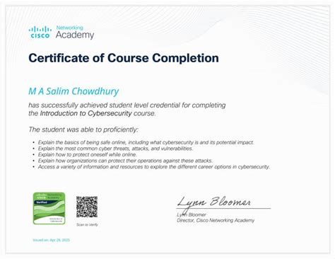 Cybersecurity Cisconetworkingacademy Learningjourney M A Salim