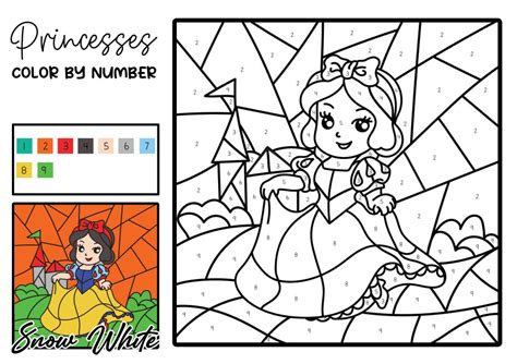 12 Free Printable Disney Princess Color By Number Pages In The Playroom