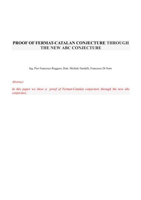 Proof Of Fermat Catalan Conjecture Through The Nardelli Xoom It