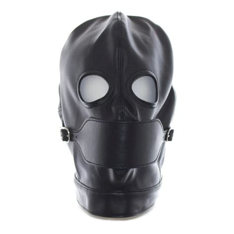 2017 New Styles Exposed Eyes Sex Mask Whit Open Mouth Gag Leather Mask