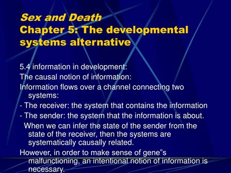 Ppt Sex And Death Chapter 5 The Developmental Systems Alternative