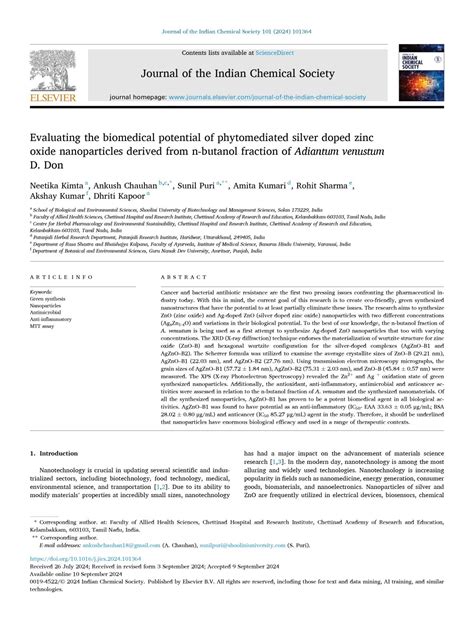 A Recent Publication Evaluating The Biomedical Potential Of