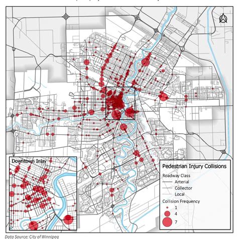 Pedestrian Injury Collisions Map Of Winnipeg R Winnipeg