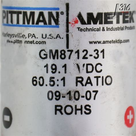 19702 Pittman Ametek Dc Servo Motor 19 1vdc 60 5 1 Ratio Gm8712 31 J316gallery