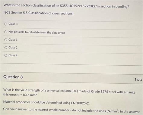Solved What Is The Section Classification Of An S355 Uc