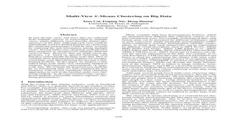 multi view k means clustering on big datathe k means clustering was