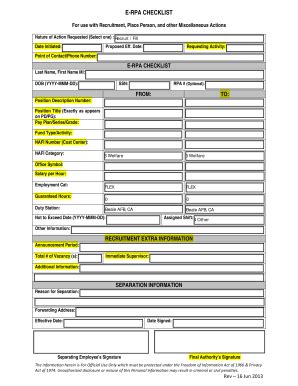 Fillable Online E RPA CHECKLIST FSS Home Fax Email Print PdfFiller
