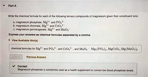 SOLVED Write The Chemical Formula For Each Of The Following Ternary