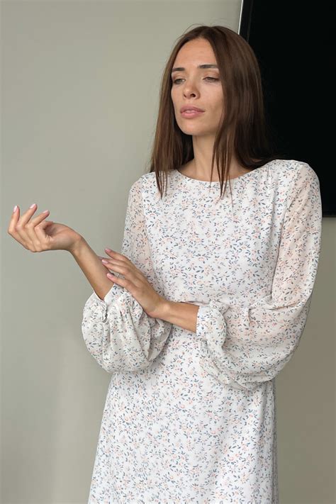 Сукня ванільна з довгим рукавом принт 10566 Bant Ua