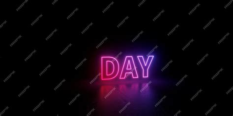 Premium Photo Day Word Text 3d Rendered Outline Neon Style