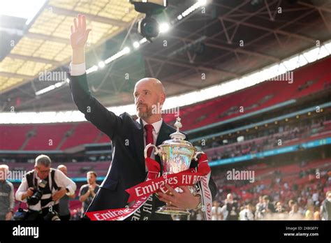 Manchester United Manager Erik Ten Hag Celebrates With The Fa Cup