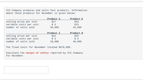 Solved XYZ Company Produces And Sells Four Products Chegg