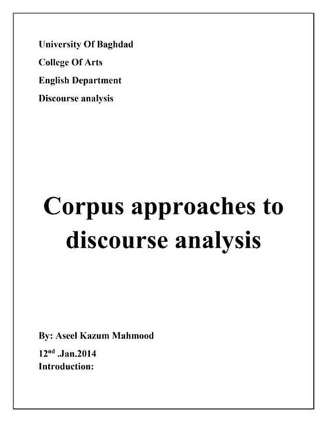 Corpus Approaches To Discourse Analysis Docx