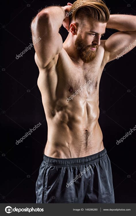 Shirtless Bodybuilder Posing Stock Photo NatashaFedorova