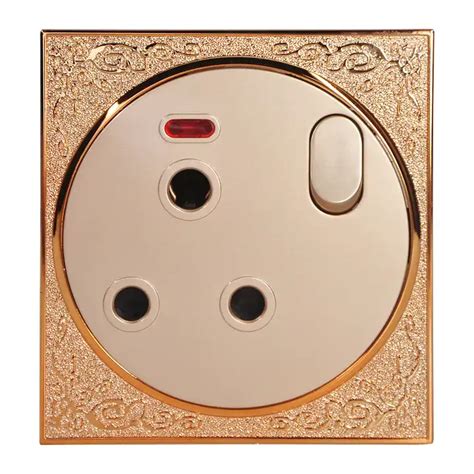 ABUK A UK Wall Switched Socket Push Button Carved Patterns V Carved Texture Electric Socket