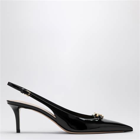 Valentino Garavani Slingback Vlogo The Bold Black Patent Leather Pump Thedoublef