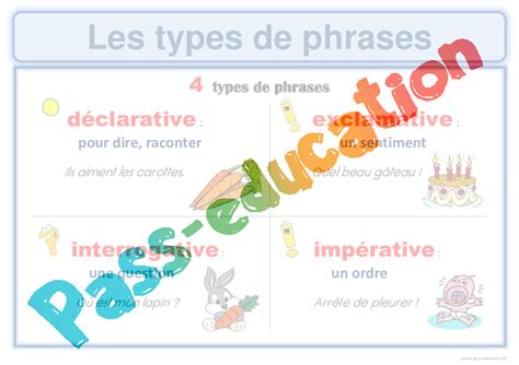 Types De Phrases Ce1 Ce2 Affiche Pour La Classe Pass Education