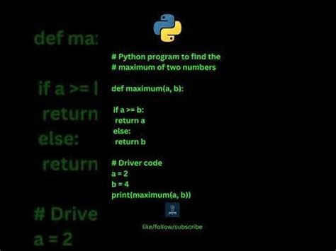 Python Program To Find The Maximum Of Two Numbers Shorts Python