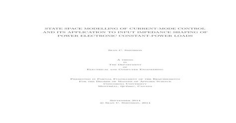 Pdf State Space Modelling Of Current Mode Control And Its · ﬁlter And Power Converter