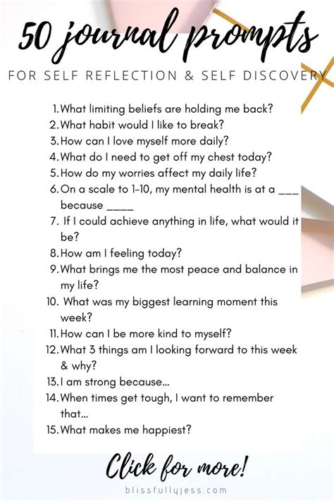 50 Journal Prompts For Self Reflection And Self Discovery Journal