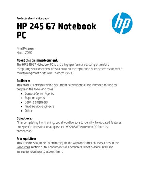 Hp 245 G7 Notebook Pc Pdf Advanced Micro Devices Laptop