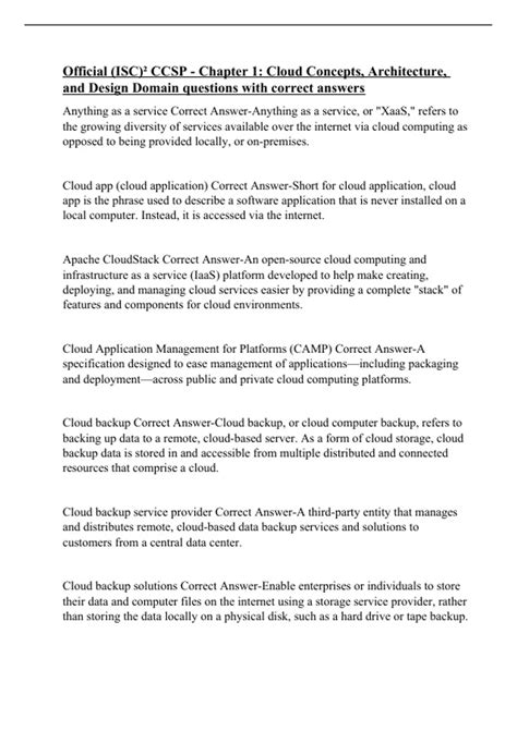 Official ISC ² CCSP Chapter 1 Cloud Concepts Architecture and