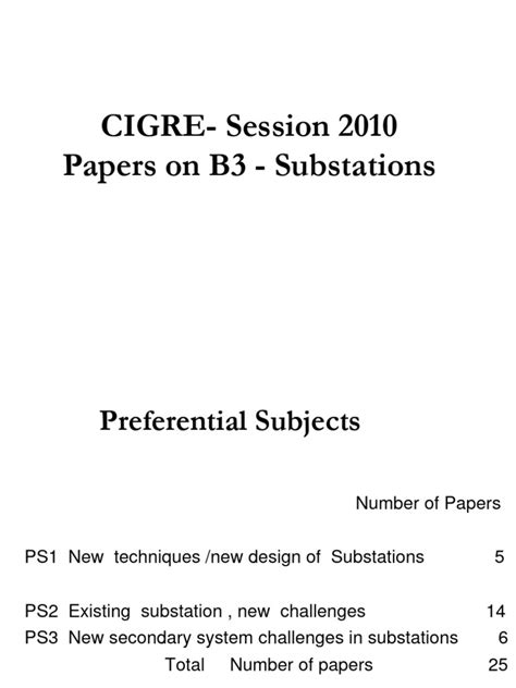 Cigre Session 2010 Papers On B3 Substations Pdf Science And Mathematics