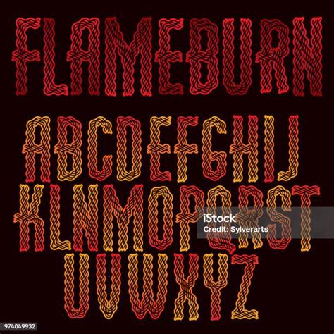 뜨거운 불타는 디자인으로 만든 둥근 벡터 알파벳 대문자 절연의 세트 기체 물리 구조에 대한 스톡 벡터 아트 및 기타 이미지 기체 물리 구조 대문자 대형 Istock