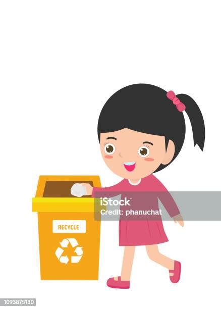 아이 들 그림의 아이 분리 쓰레기 재활용 쓰레기 저장 세계 재활용 남성 아이 분리 휴지통 어린이 재활용 및 재활용 쓰레기 교육에 대한 스톡 벡터 아트 및 기타 이미지