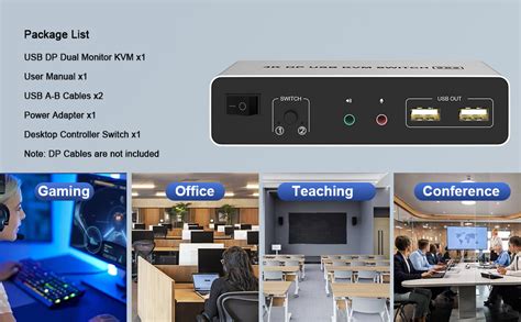 DisplayPort KVM Switch Dual Monitors For Computers K Hz In Out Displayport KVM Switch
