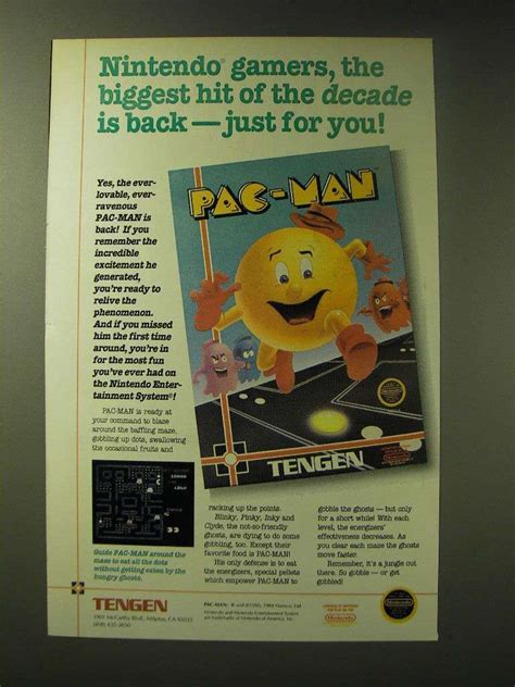 1989 Tengen Pac Man Video Game Ad Nintendo Gamers The Biggest Hit