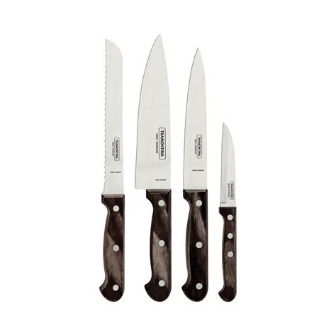 Tramontina Polywood Piece Knife Set With Stainless Steel Blades And Brown Treated Wood Handles