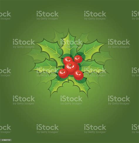 Vector Illustration Of Holly Christmas Branch Back Stock Illustration